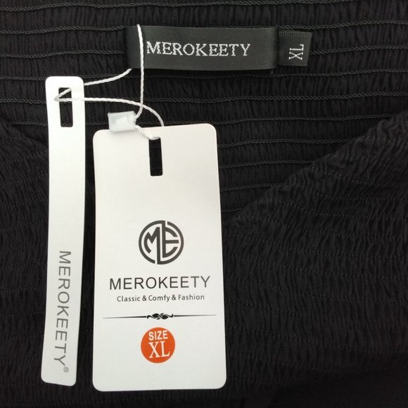 Merokeety | Dresses | Merokeety Womens Flutter Black Smocked Midi Dress ...